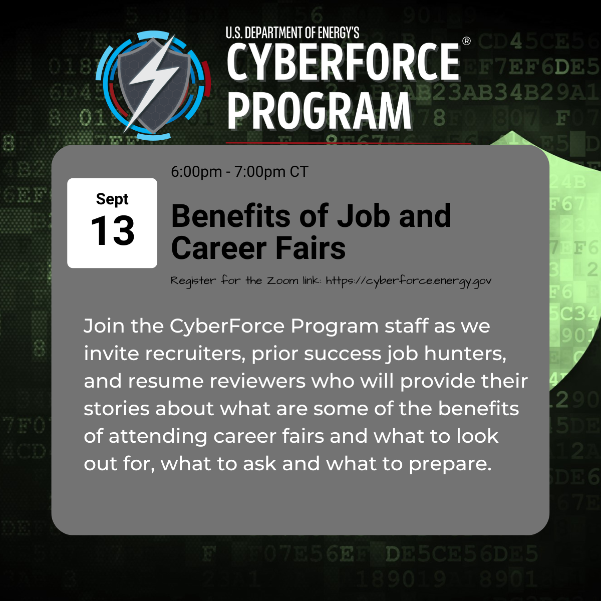 Webinar Series – Department of Energy's CyberForce® Program